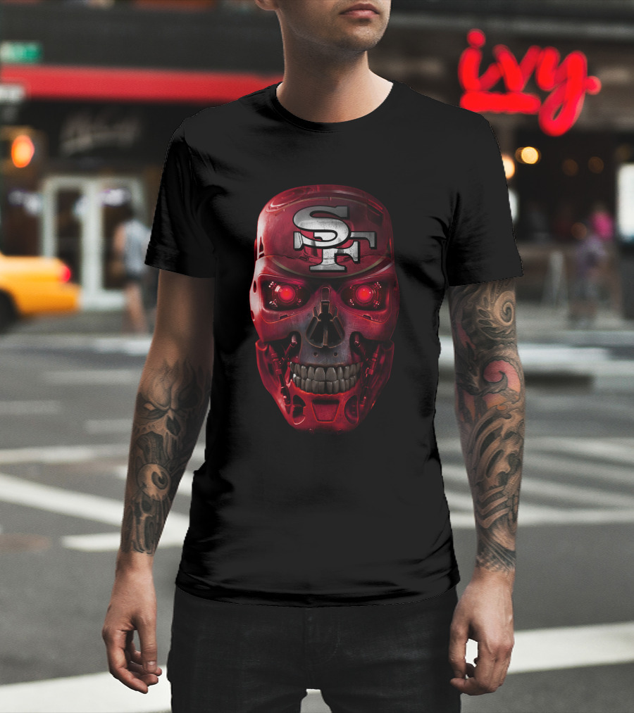 SF Skull 49ers Red Terminator Face T-Shirt