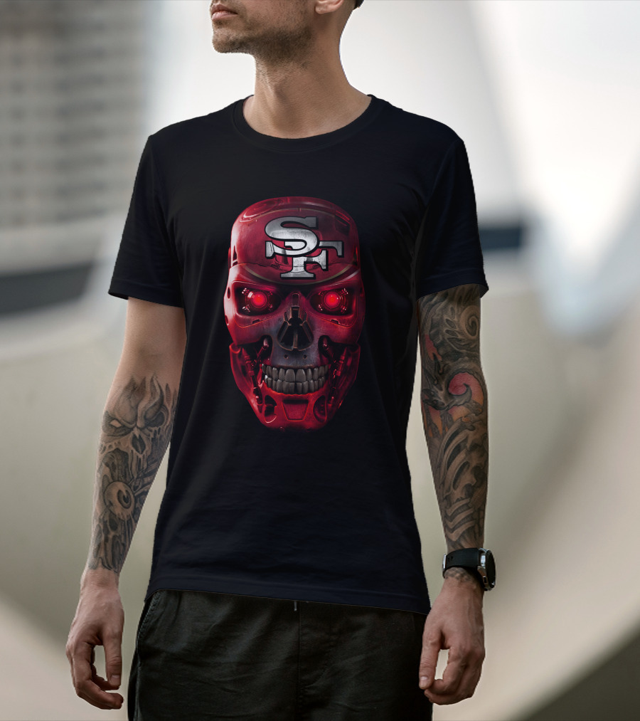 SF Skull 49ers Red Terminator Face T-Shirt