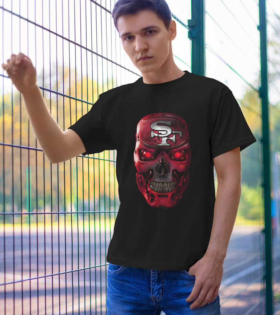 SF Skull 49ers Red Terminator Face T-Shirt