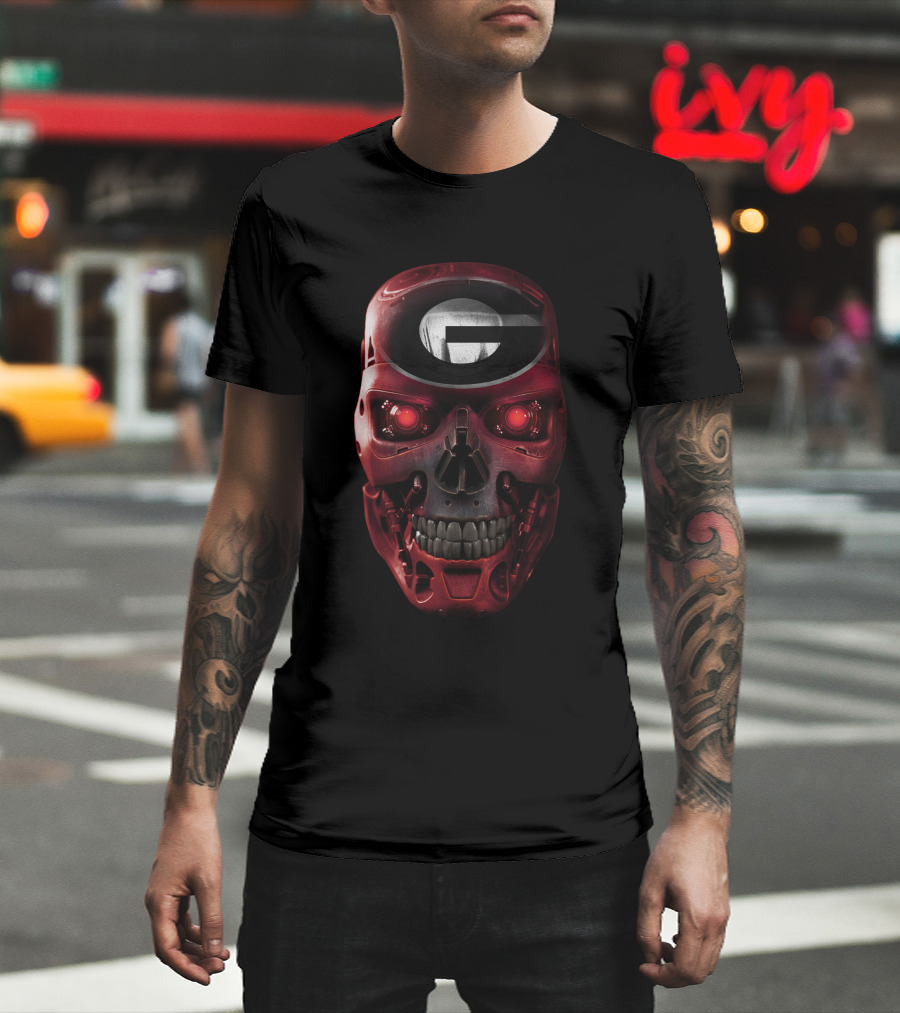 Georgia Bulldogs Skull Terminator T-Shirt