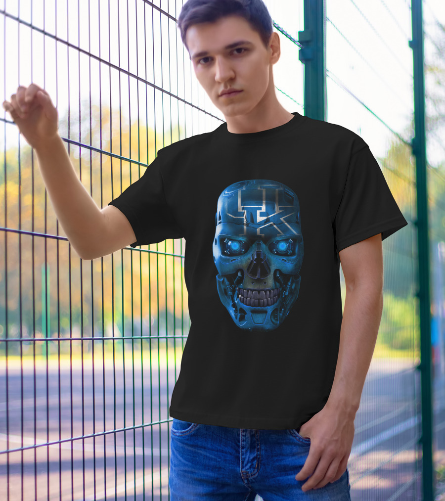 SKULL UK KENTUCKY WILDCATS BLUE METALLIC FACE T-Shirt