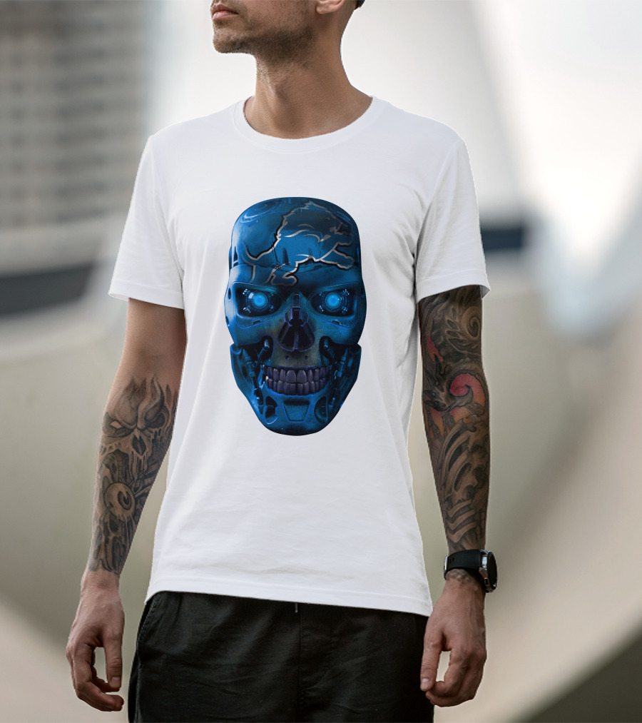 Detroit Lions Cyber Skull T-Shirt