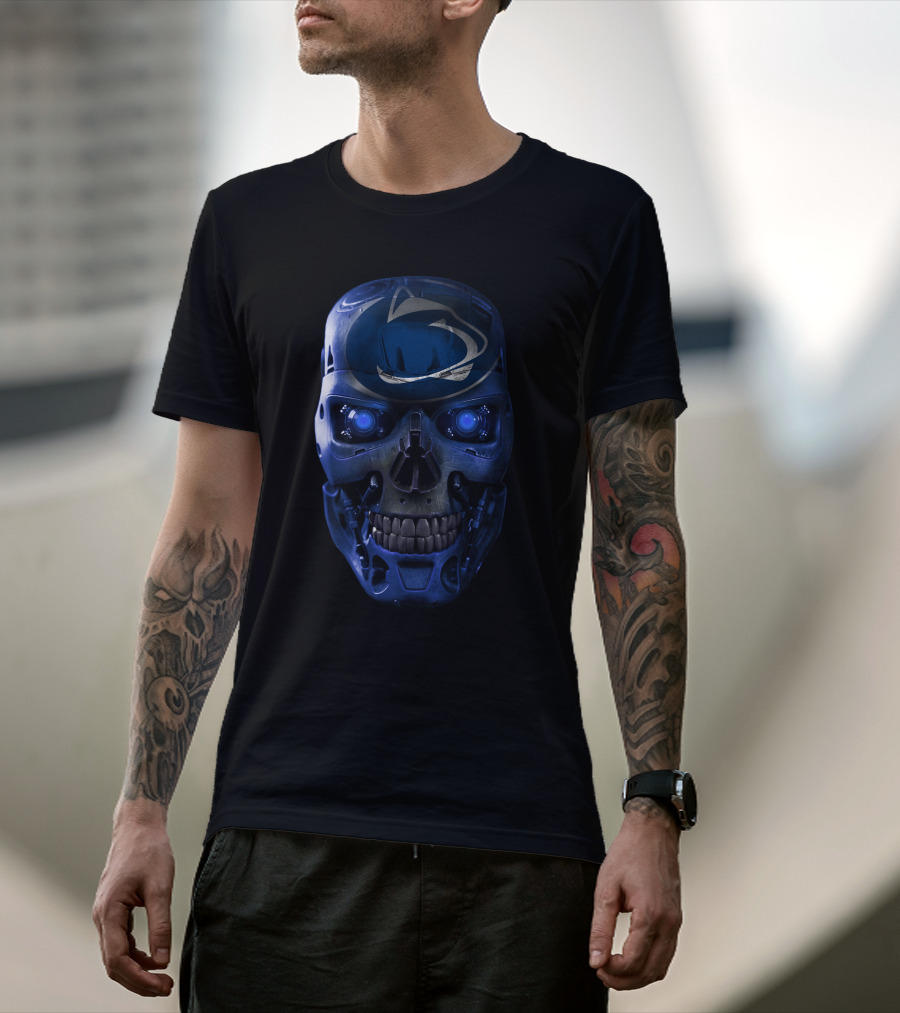 Penn State Nittany Lions Skull Cyberpunk Face T-Shirt