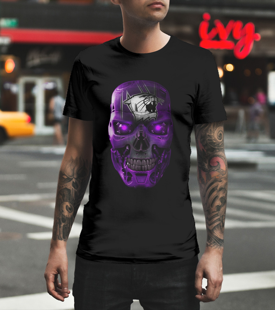 Northwestern Wildcats Skull Robot Face T-Shirt