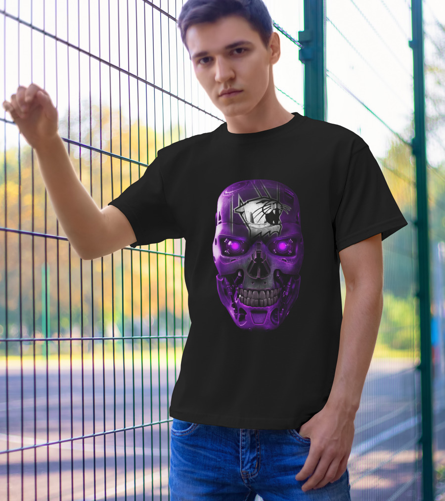 Northwestern Wildcats Skull Robot Face T-Shirt