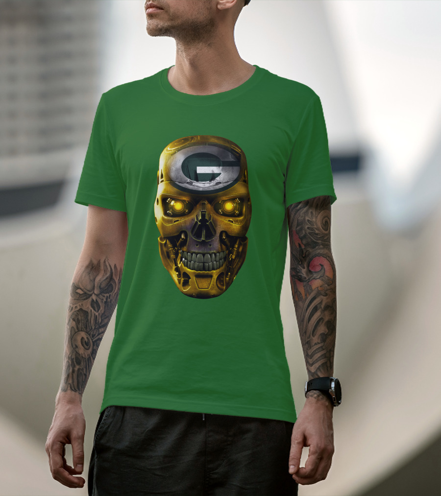 SKULL PACKERS WITH GREEN BAY FACEPLATE T-Shirt