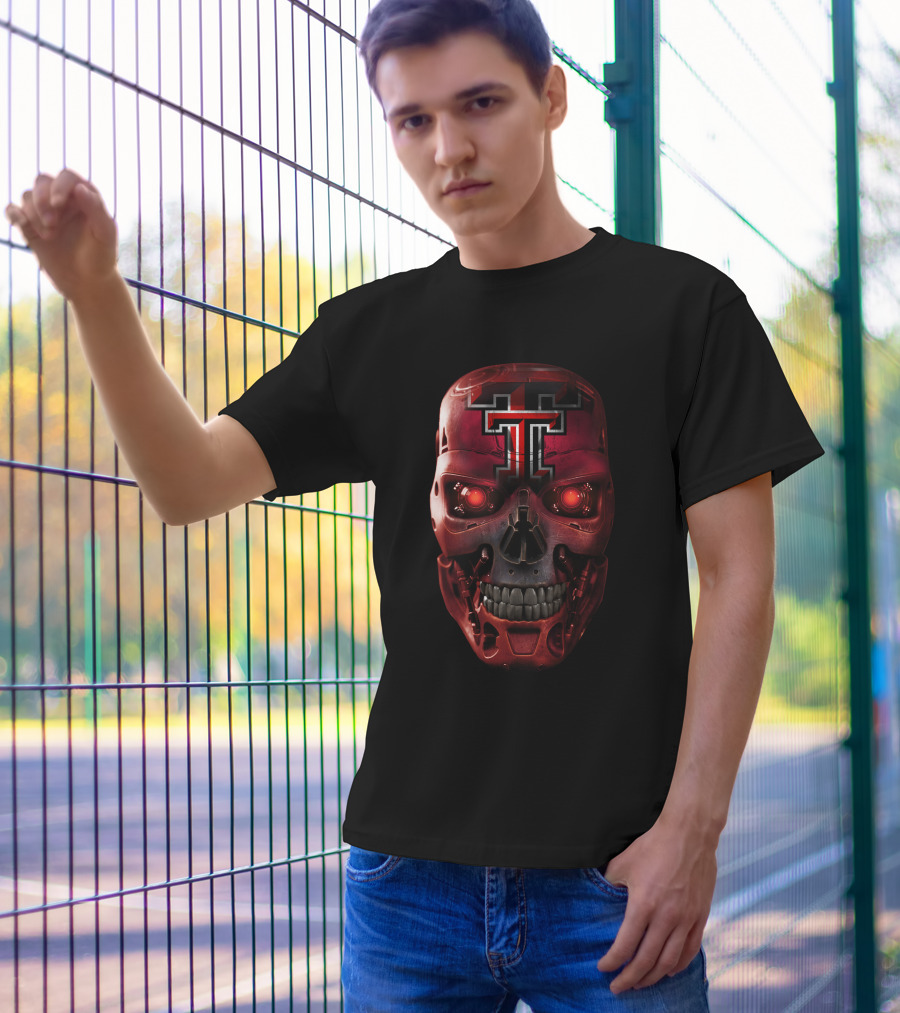 TEXAS TECH RED RAIDERS SKULL ROBOTIC FACE T-Shirt