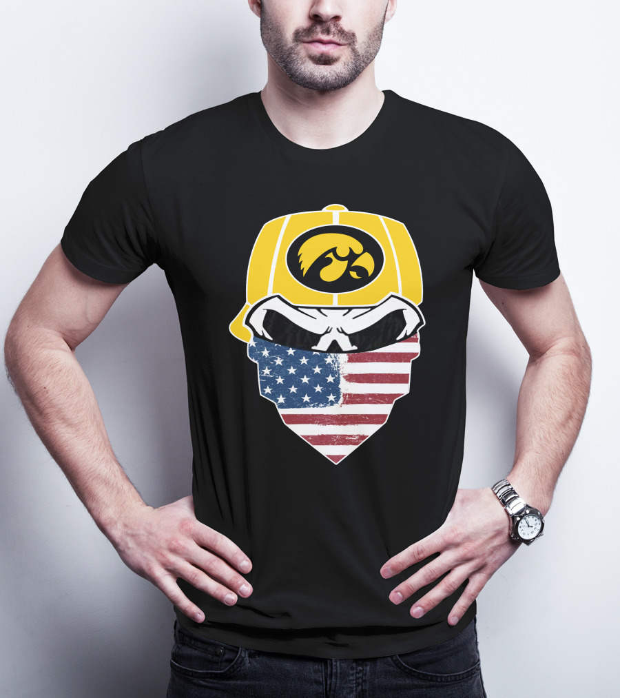 Hawkeyes Skull American Flag Bandana T-Shirt
