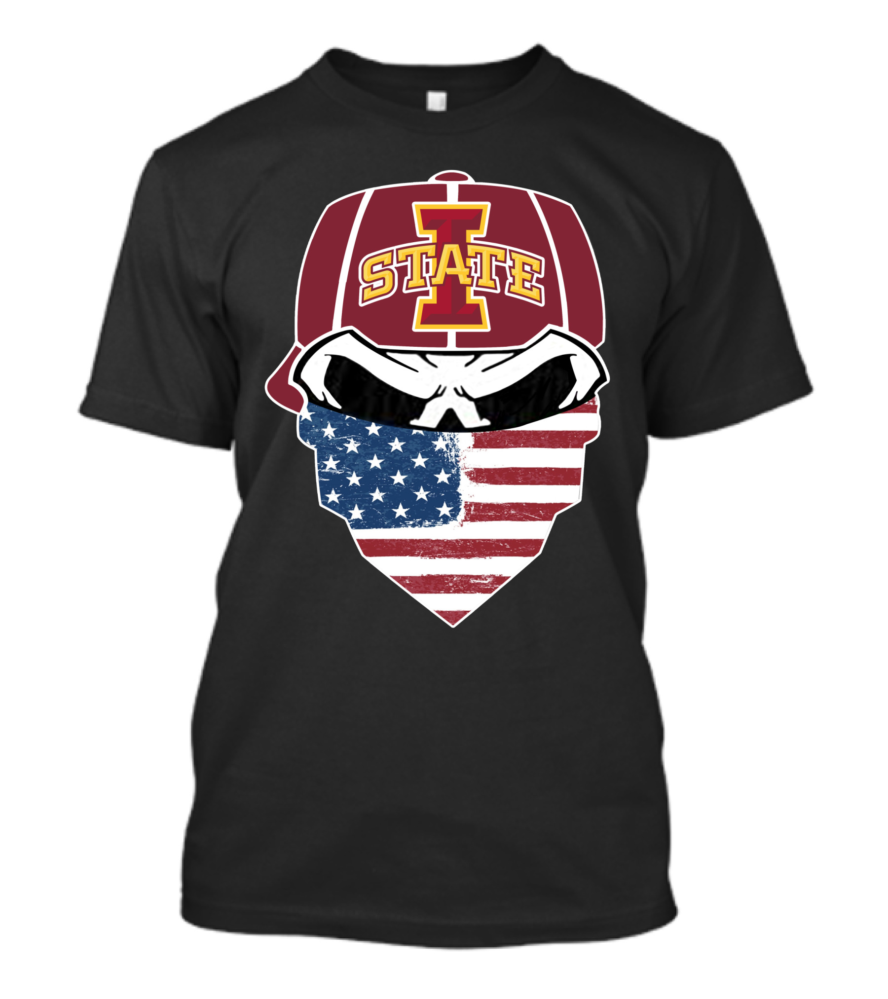 Iowa State Cyclones Skull American Flag Bandana T-Shirt