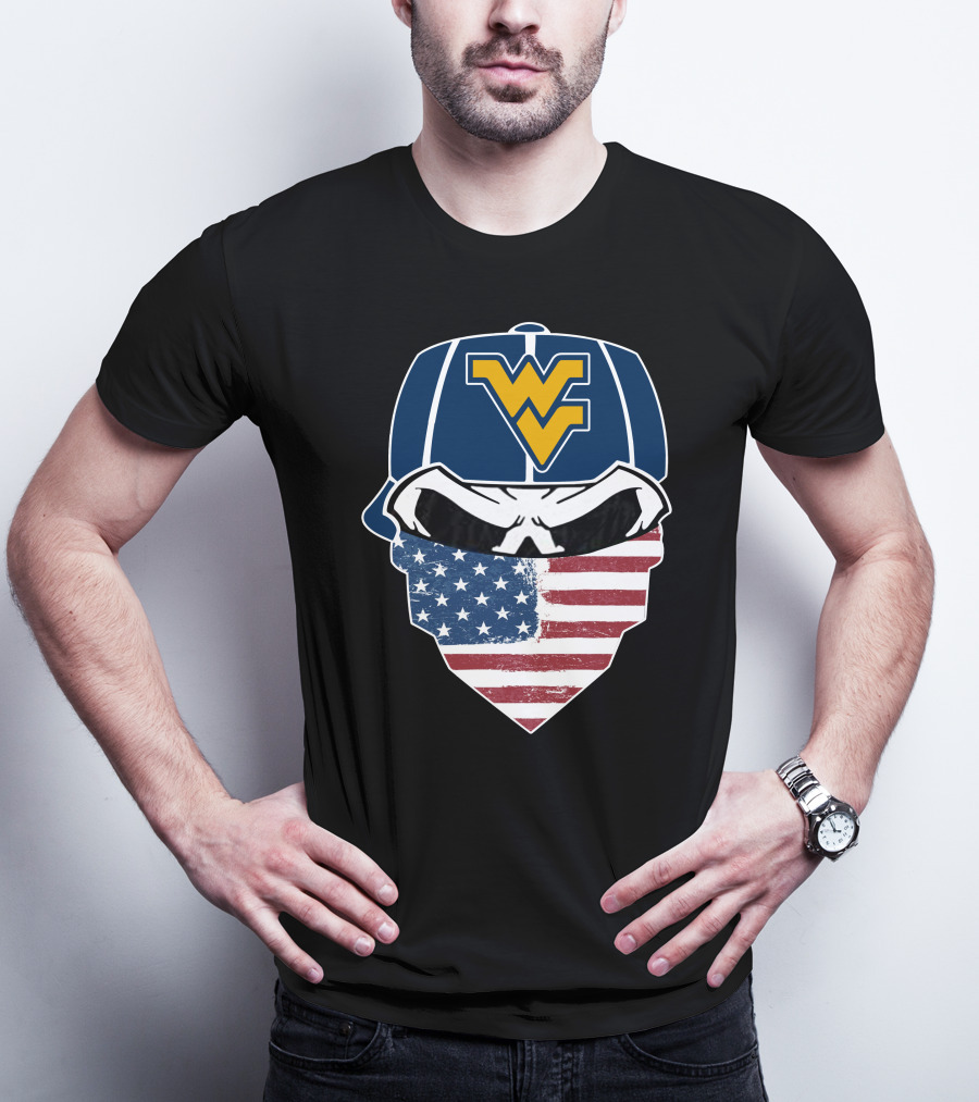 Mountaineers Skuls American Flag Bandana WV T-Shirt