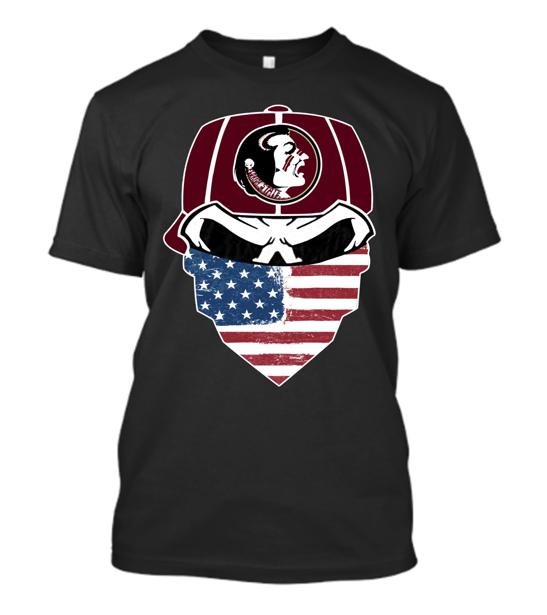 Seminoles Skulls Mask With American Flag And Tribal T-Shirt