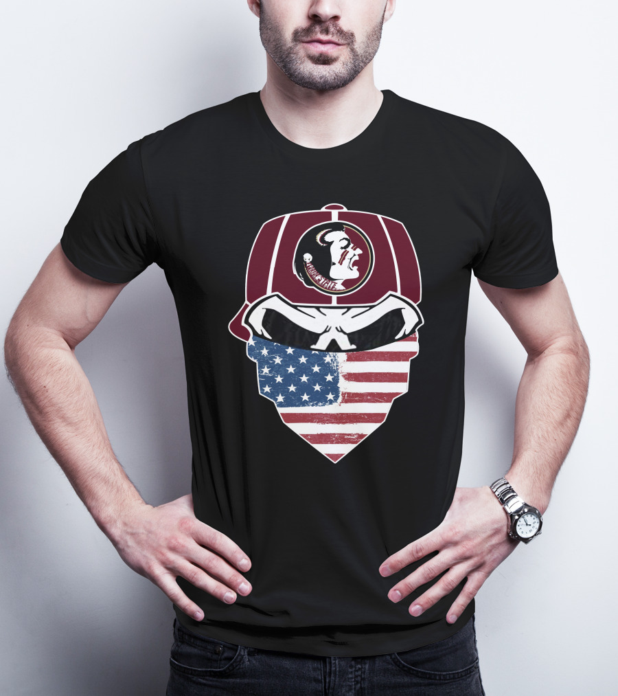 Seminoles Skulls Mask With American Flag And Tribal T-Shirt