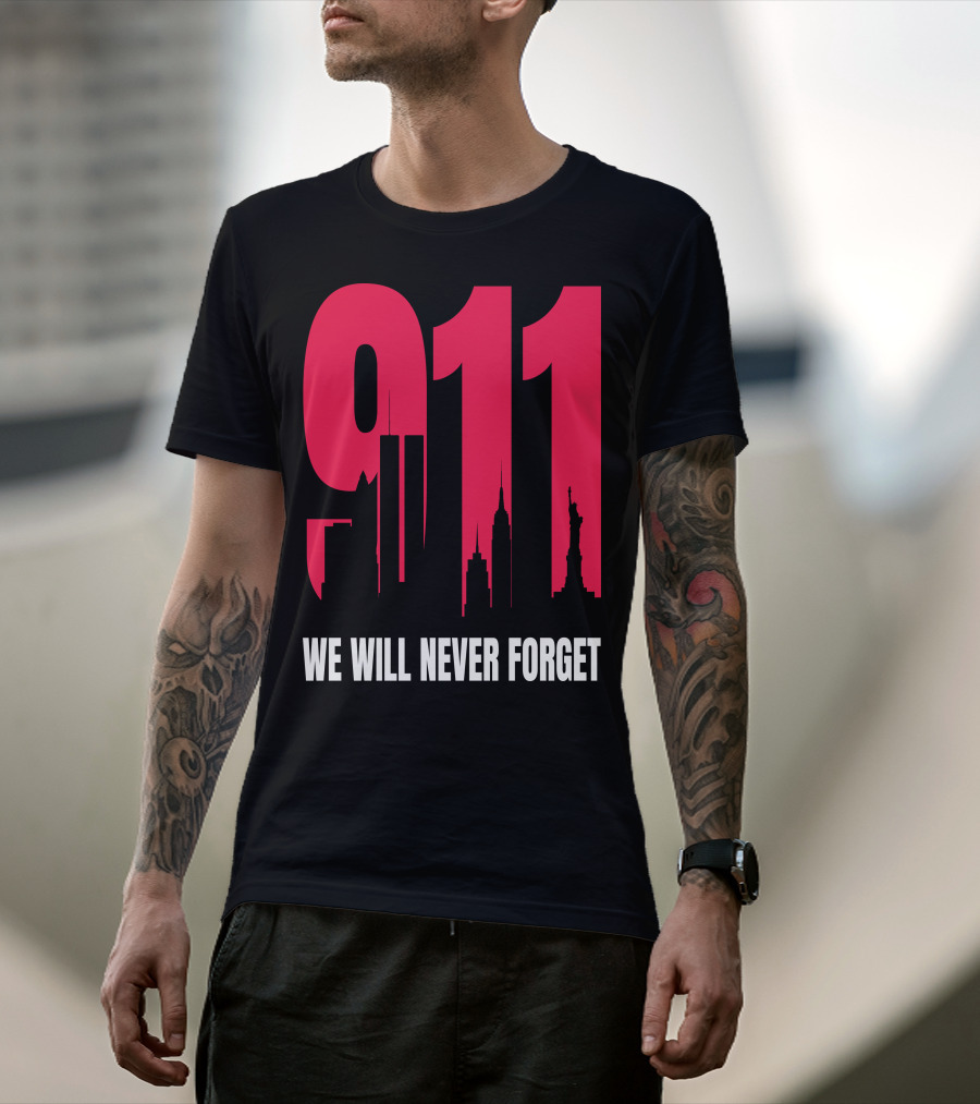 9.11 We Will Never Forget Patriot Day Skyline T-Shirt