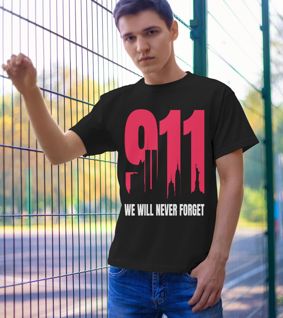 9.11 We Will Never Forget Patriot Day Skyline T-Shirt
