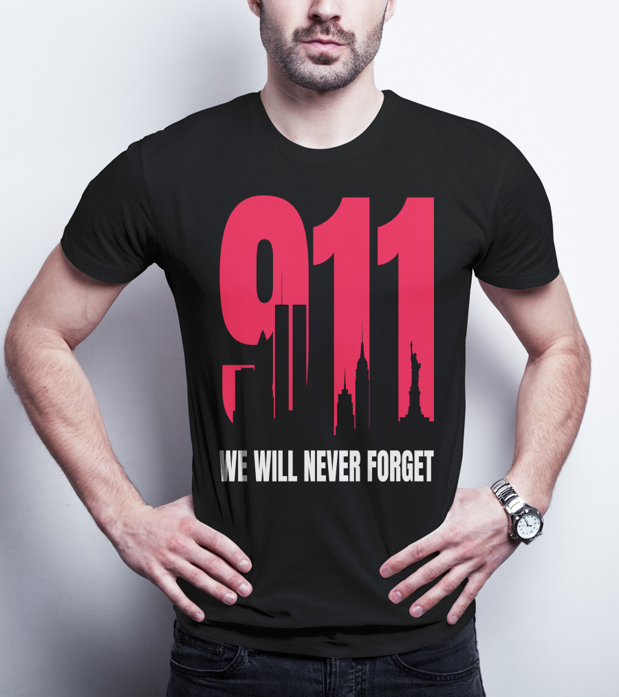 9.11 We Will Never Forget Patriot Day Skyline T-Shirt