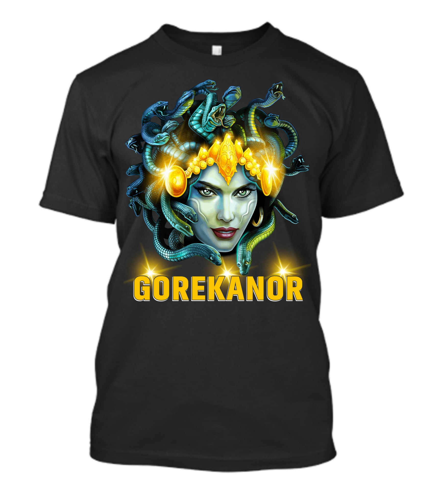 Gorekanor Medusa Snakes Mythical Crown Glamour T-Shirt