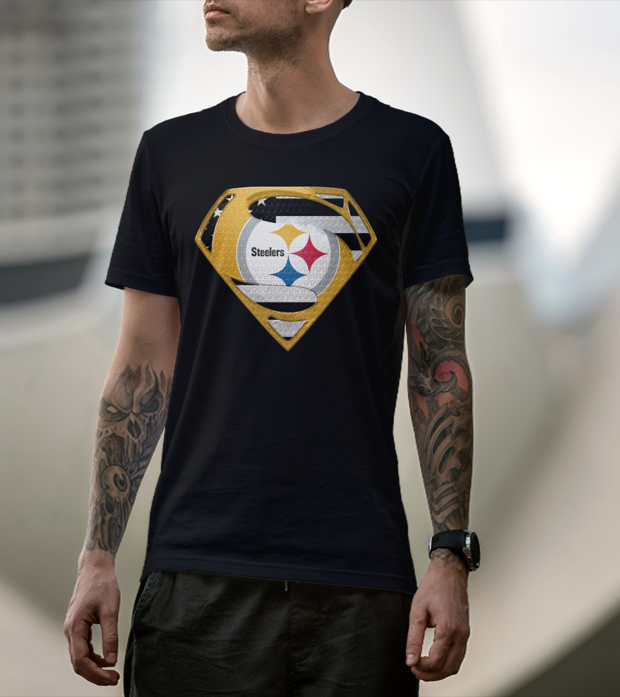 Steelers Superman Logo Shield Emblem Steelers Crest T-Shirt