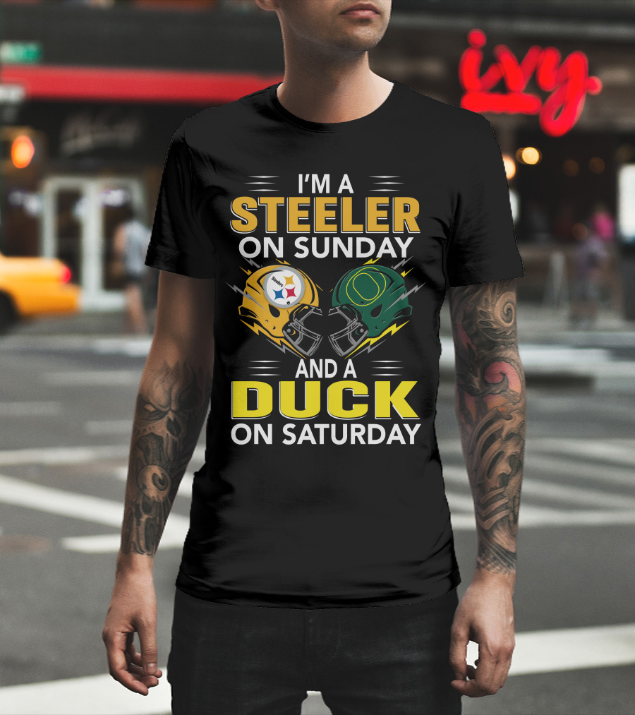 I'm A Steeler On Sunday And A Duck On Saturday Football Helmets T-Shirt