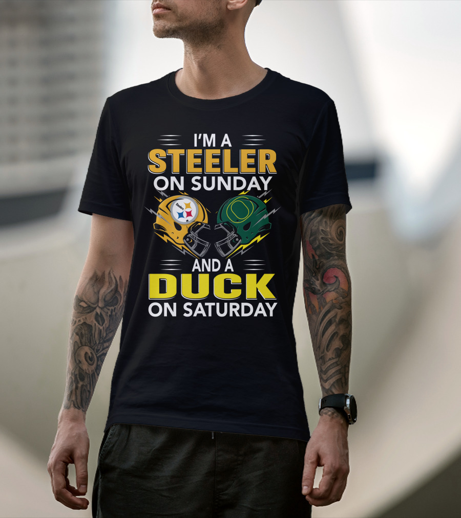 I'm A Steeler On Sunday And A Duck On Saturday Football Helmets T-Shirt