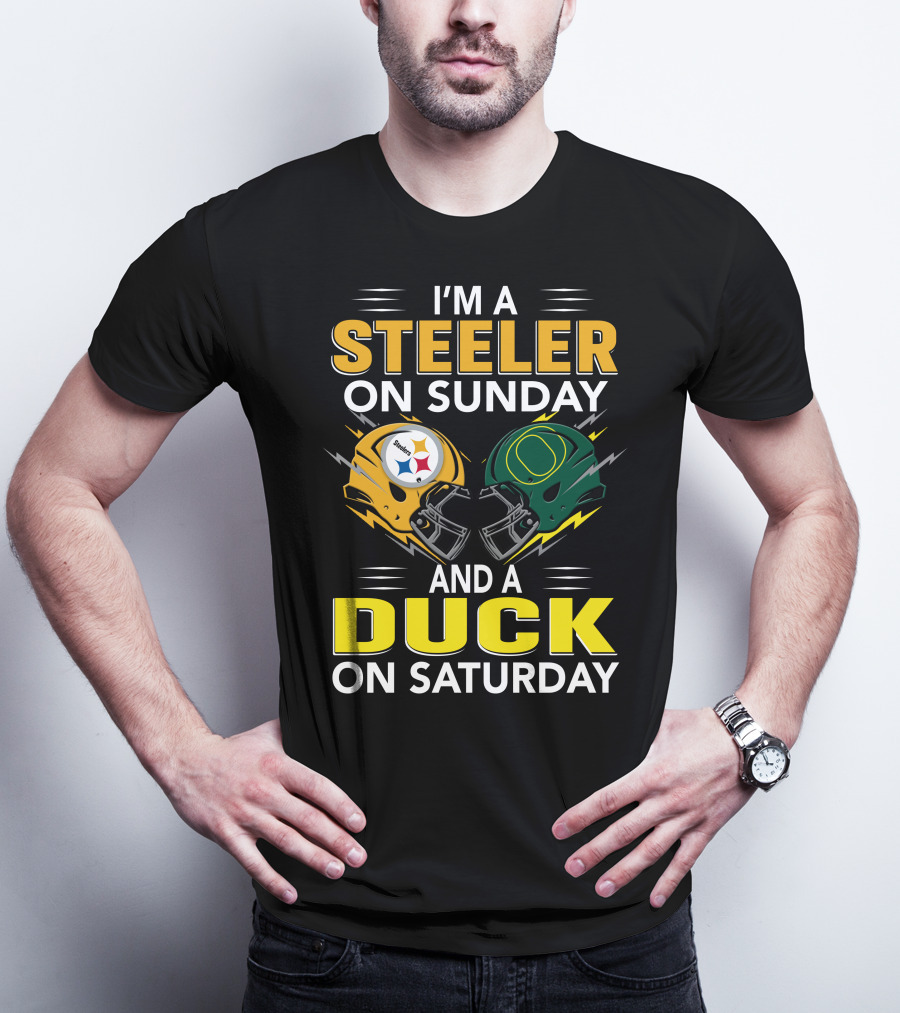 I'm A Steeler On Sunday And A Duck On Saturday Football Helmets T-Shirt