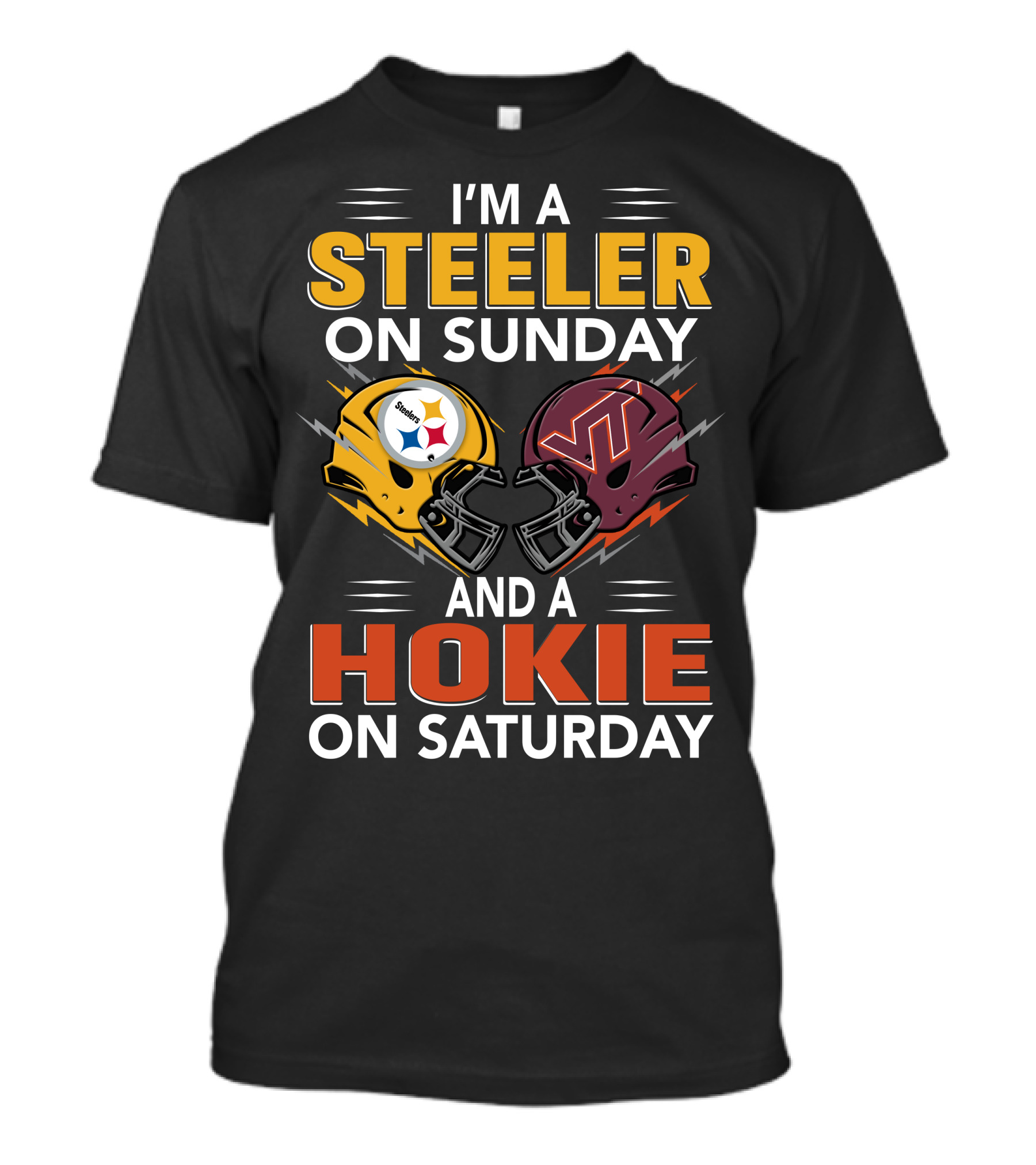 I'm A Steeler On Sunday And A Hokie On Saturday Football Helmets T-Shirt