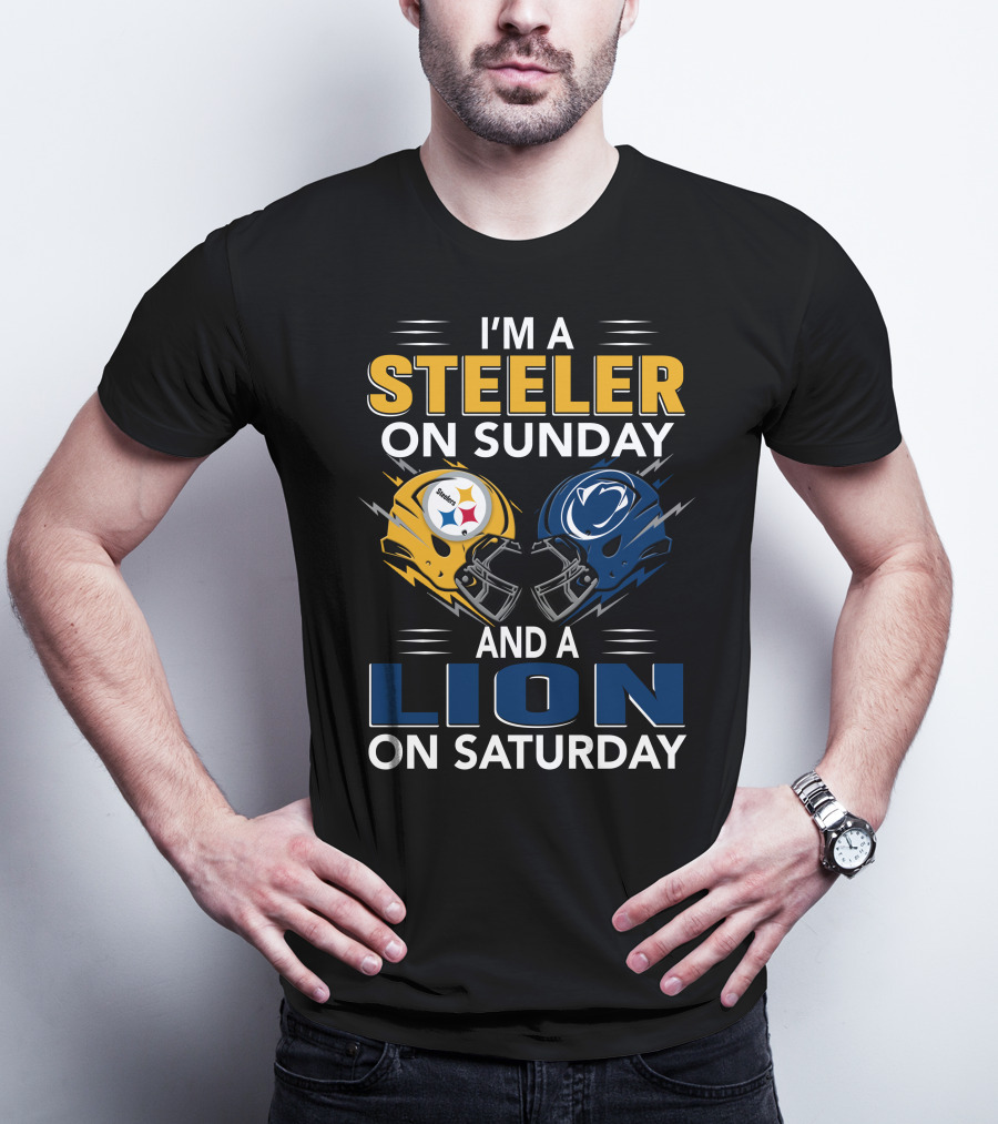 Steeler On Sunday Lion On Saturday Football Helmets T-Shirt