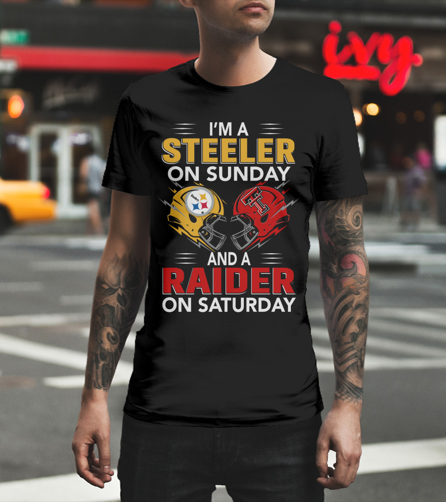I'm A Steeler On Sunday And A Raider On Saturday Football Helmets T-Shirt