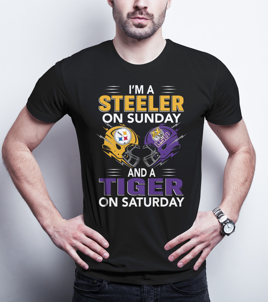 Steeler On Sunday And Tiger On Saturday Helmet T-Shirt