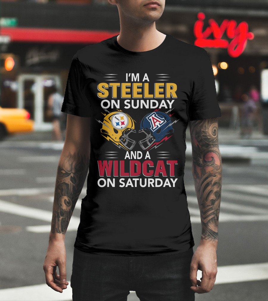 I'm A Steeler On Sunday And A Wildcat On Saturday Helmet Clash T-Shirt