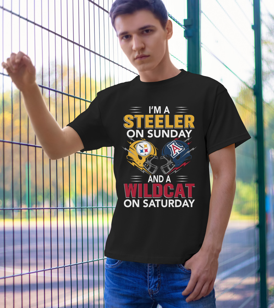 I'm A Steeler On Sunday And A Wildcat On Saturday Helmet Clash T-Shirt