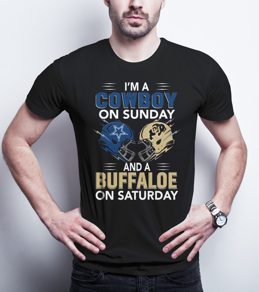 I'm A Cowboy On Sunday And A Buffaloe On Saturday Football Helmets T-Shirt