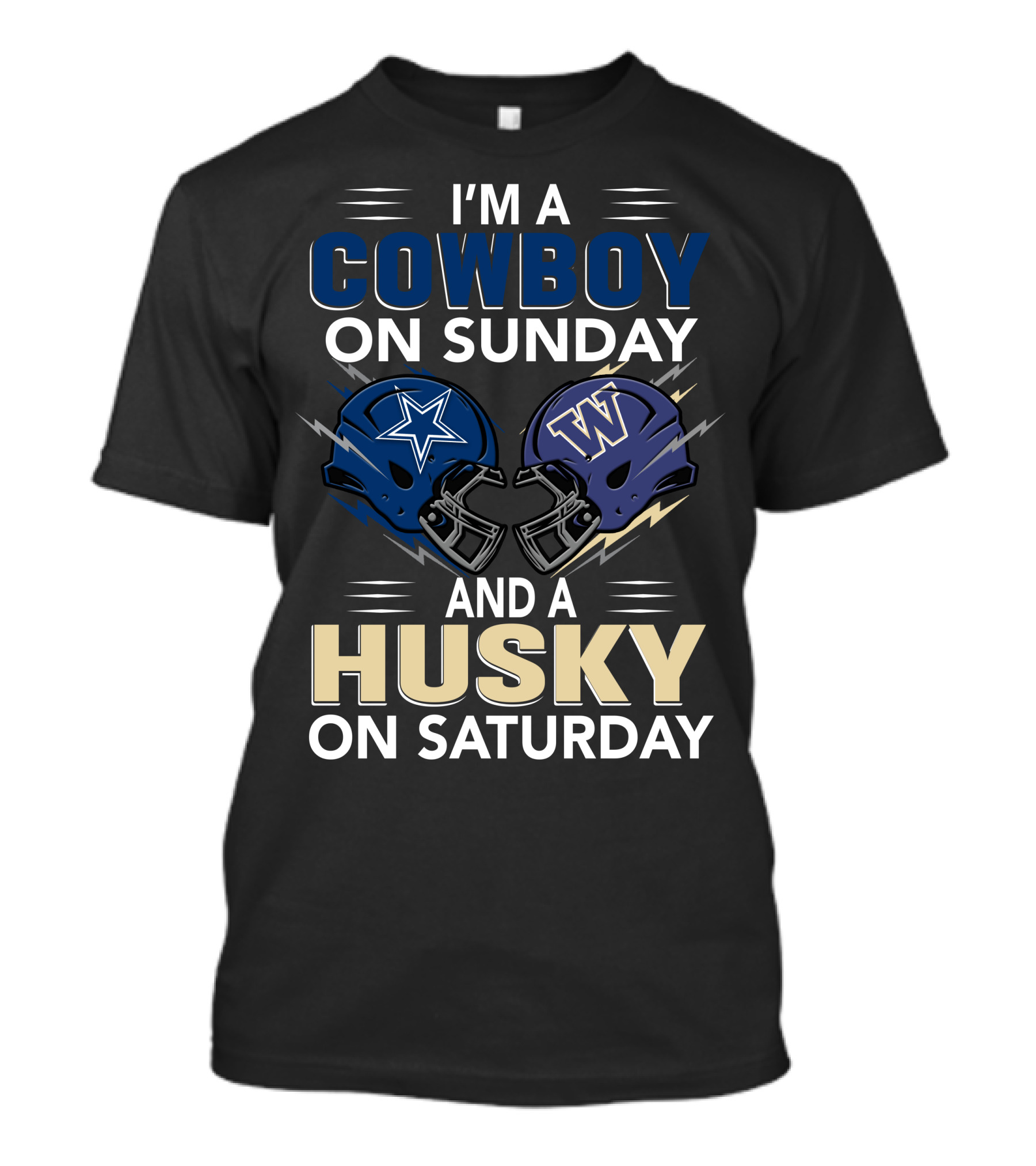 I'm A Cowboy On Sunday And A Husky On Saturday Football Helmets T-Shirt