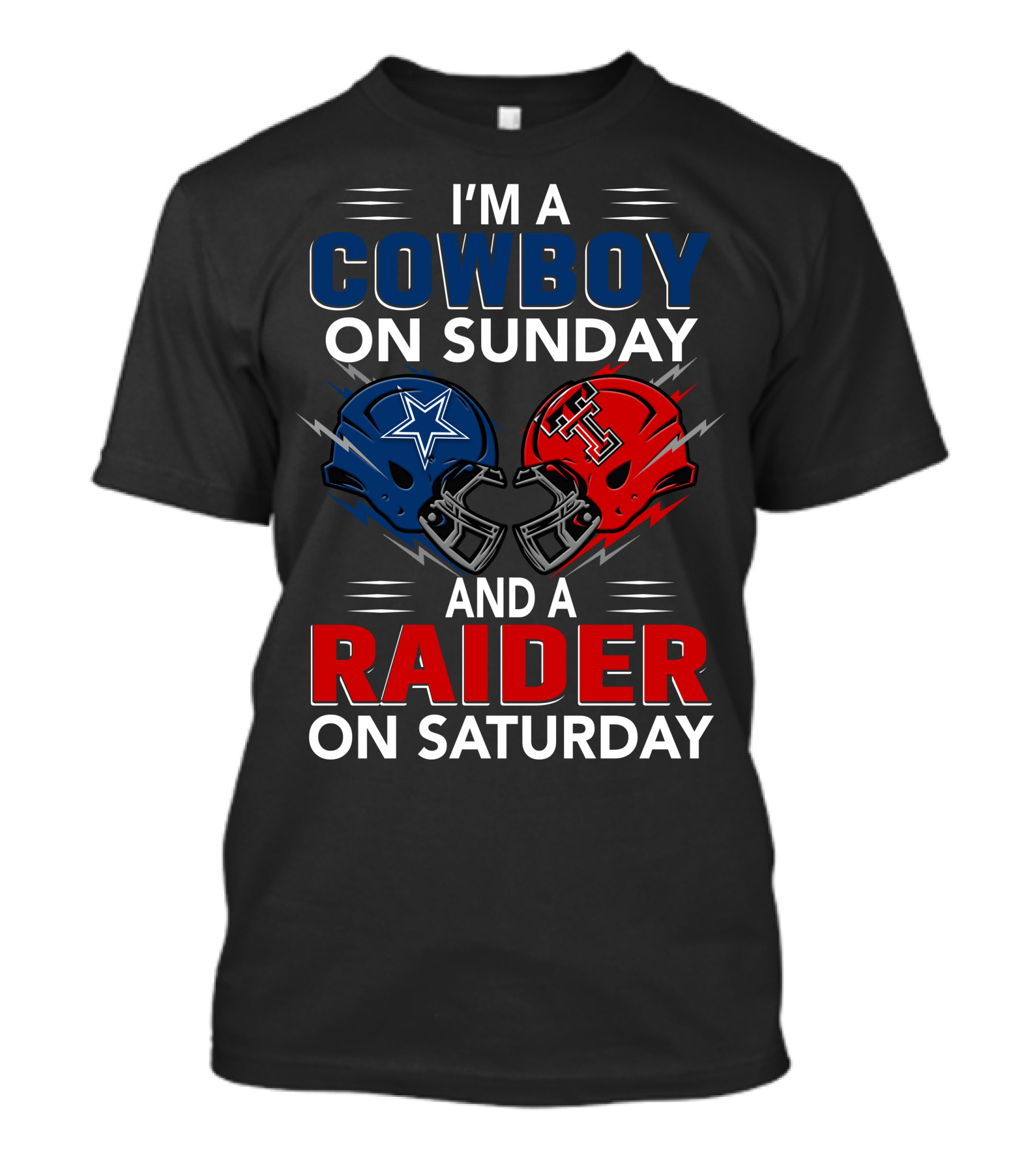 I'm A Cowboy On Sunday And A Raider On Saturday Football Helmet Design With Star And Pirate T-Shirt
