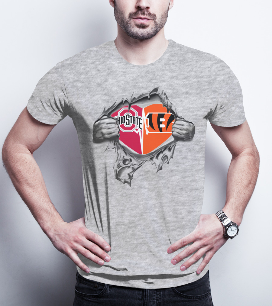 Ohio State Buckeyes Cincinnati Bengals Heart T-Shirt