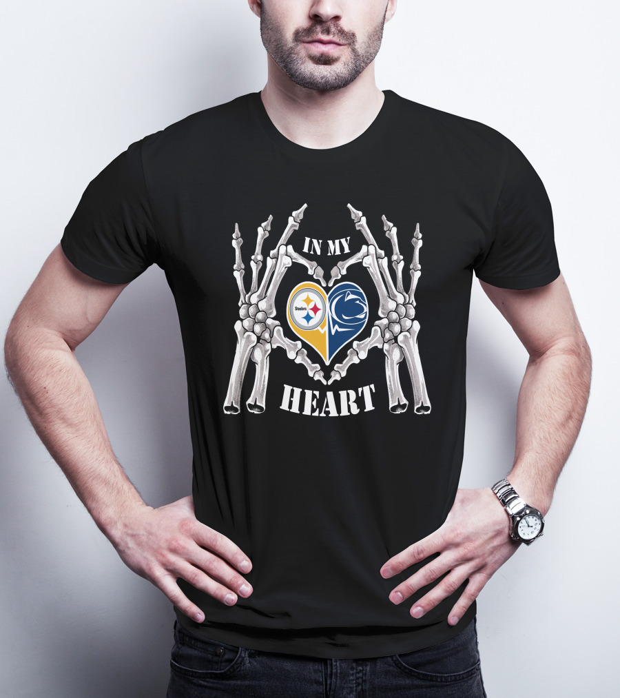 Steelers Penn State In My Heart Skeleton Hands T-Shirt