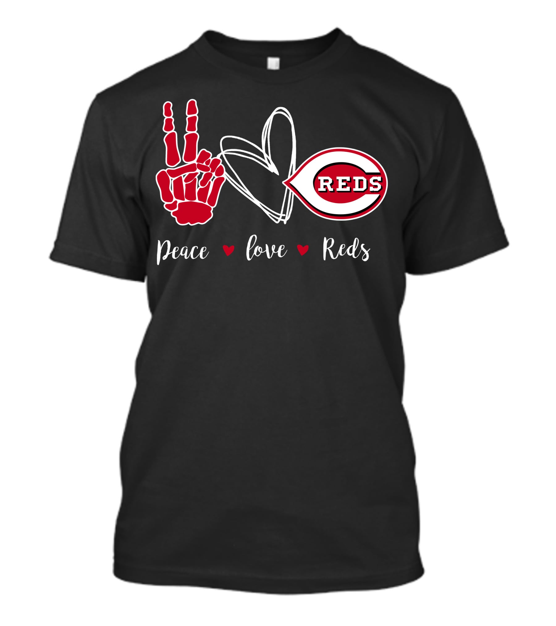 Peace Love Reds Cincinnati Baseball T-Shirt