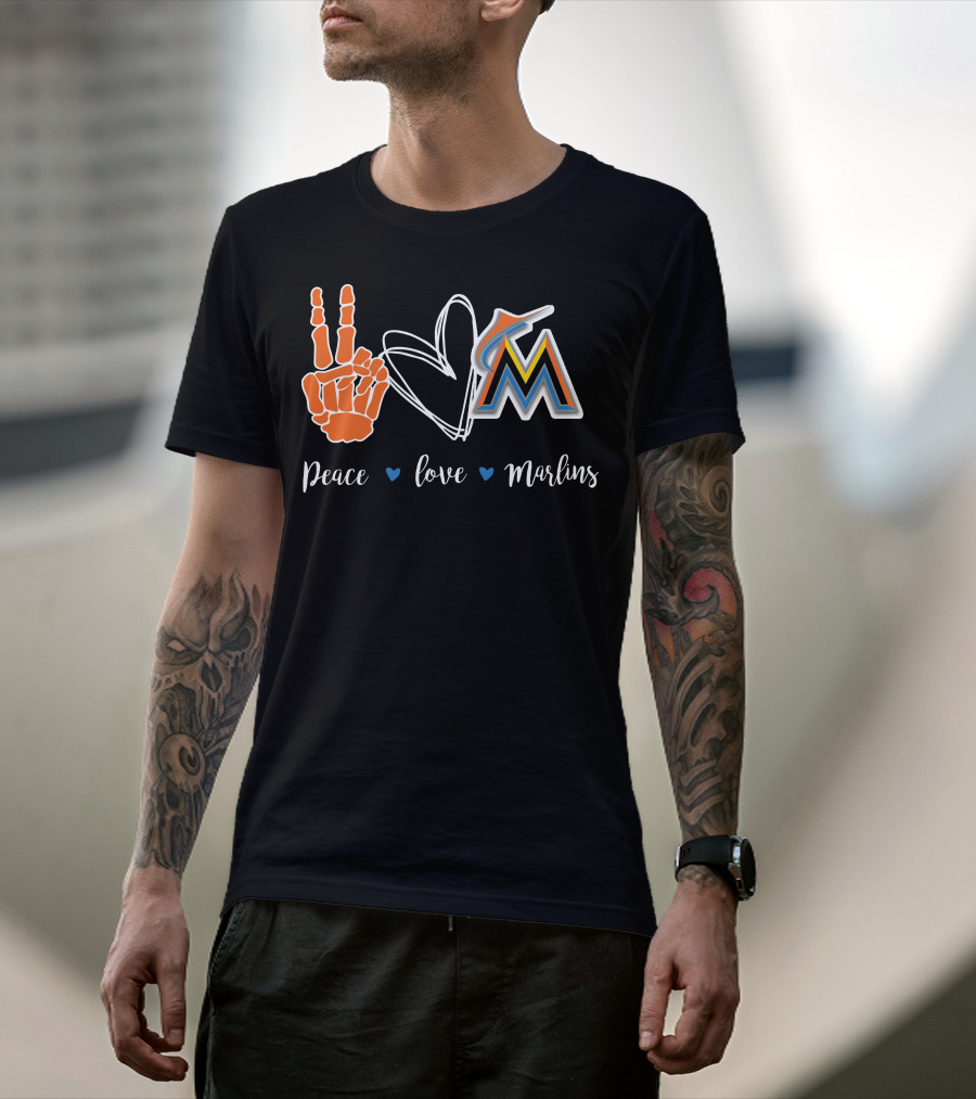 Peace Love Miami Marlins T-Shirt