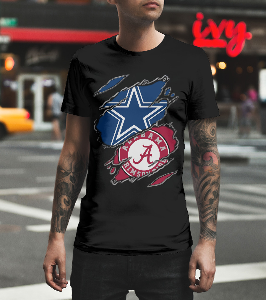 Dallas Cowboys Star Alabama Crimson Tide Crimson And White T-Shirt