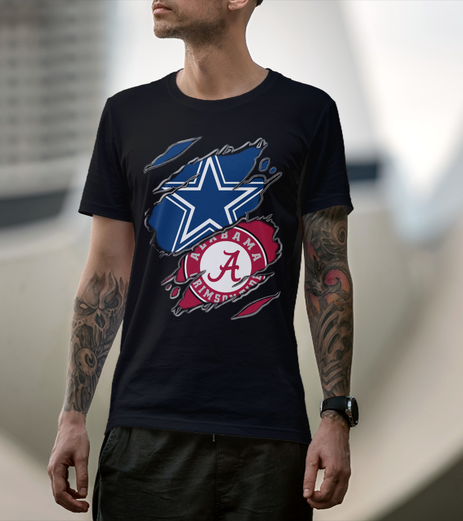 Dallas Cowboys Star Alabama Crimson Tide Crimson And White T-Shirt