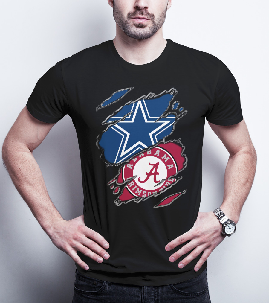 Dallas Cowboys Star Alabama Crimson Tide Crimson And White T-Shirt