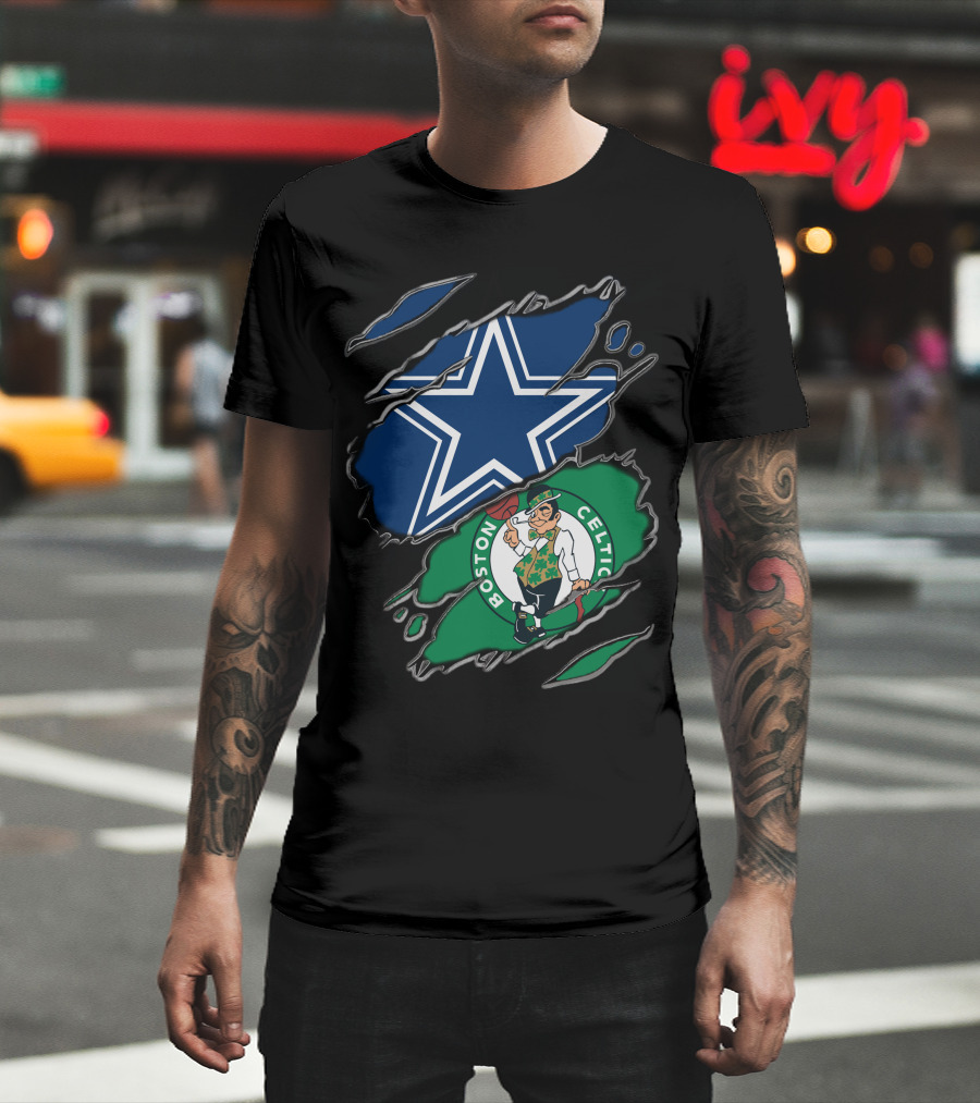Dallas Cowboys And Boston Celtics Sports Fans Unite T-Shirt