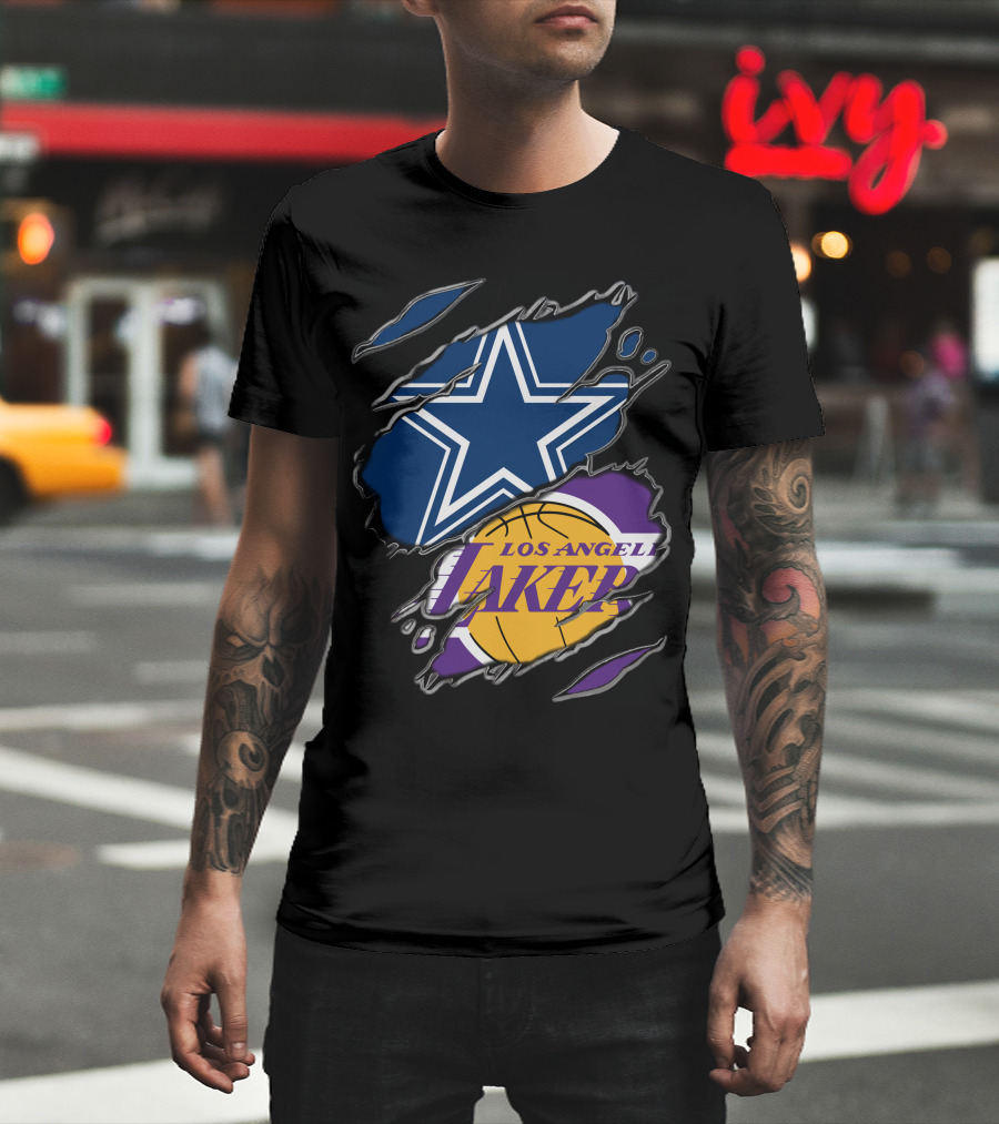 Dallas Cowboys Los Angeles Lakers Fan Crossover T-Shirt