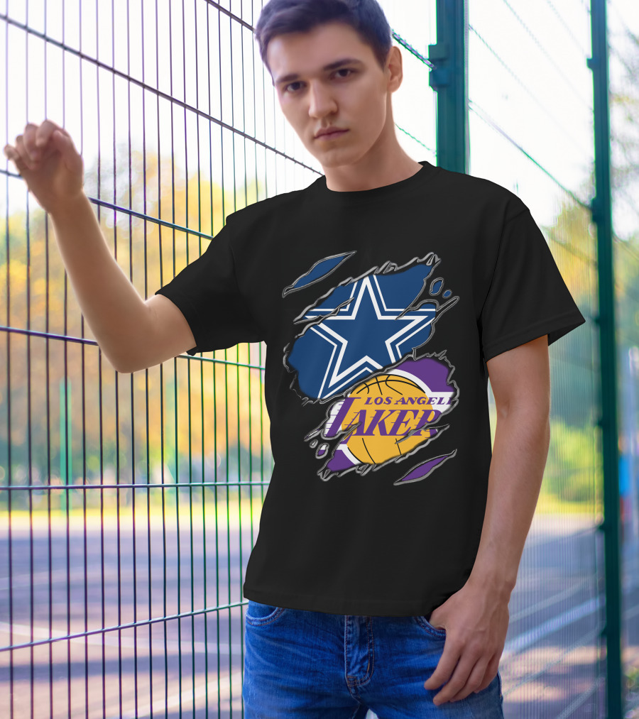 Dallas Cowboys Los Angeles Lakers Fan Crossover T-Shirt