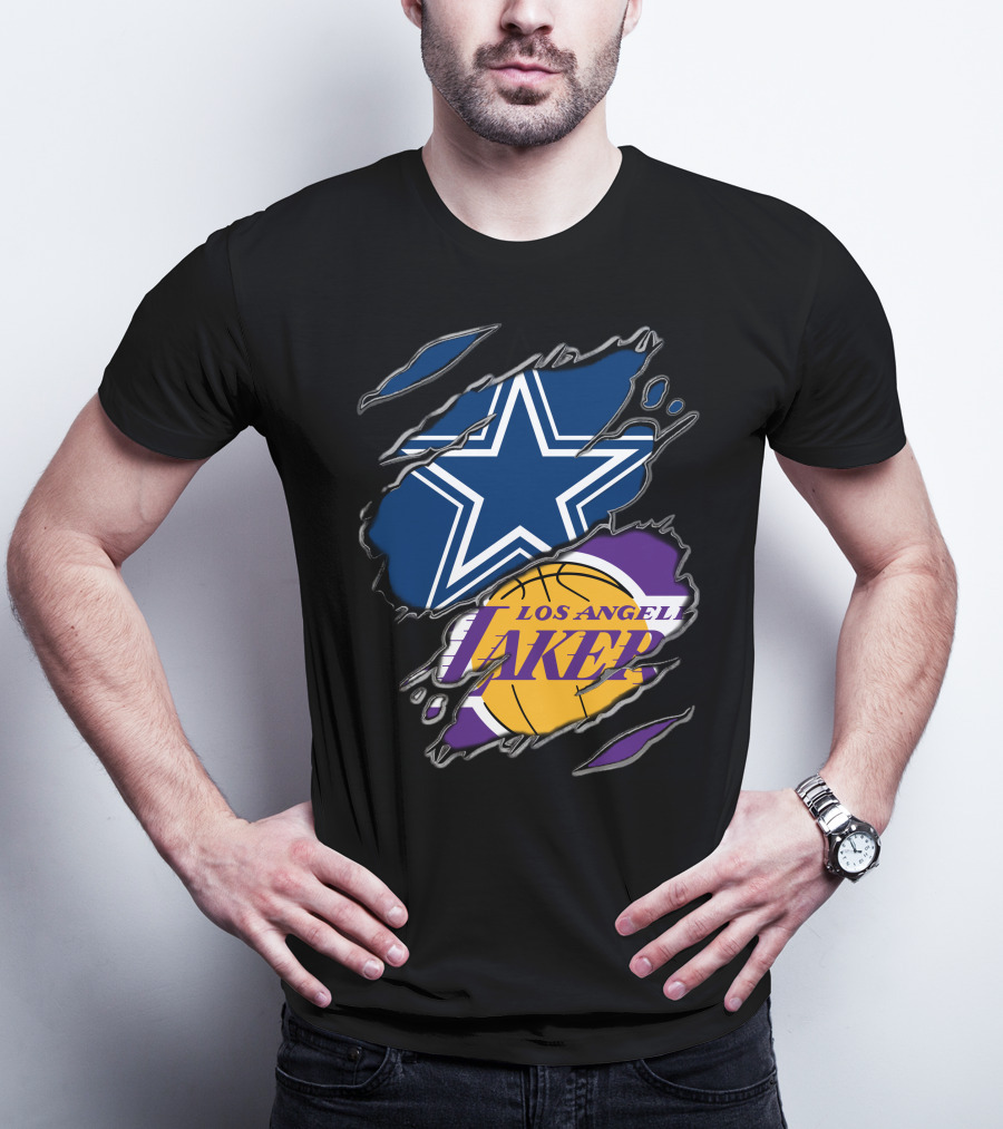 Dallas Cowboys Los Angeles Lakers Fan Crossover T-Shirt