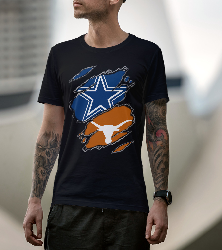 Dallas Cowboys Star And Texas Longhorns Logo T-Shirt