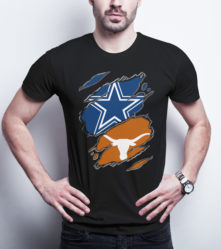 Dallas Cowboys Star And Texas Longhorns Logo T-Shirt