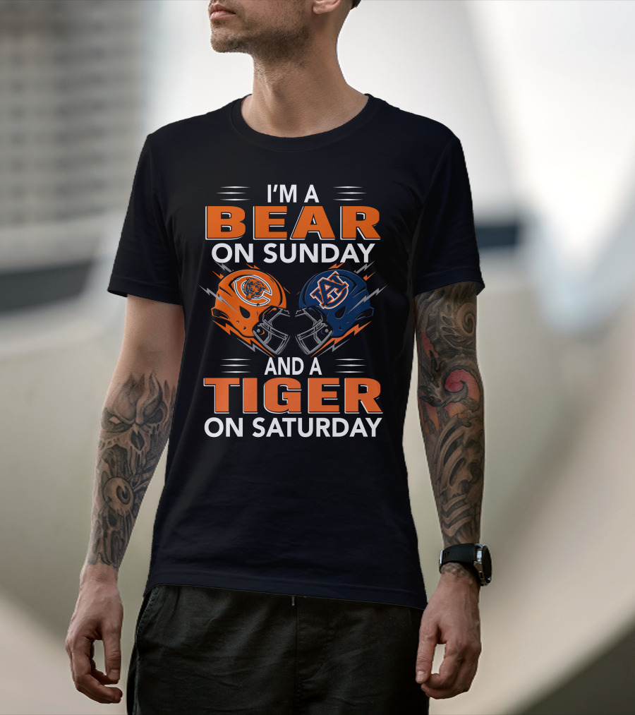 I'm A Bear On Sunday And A Tiger On Saturday Football Pride T-Shirt