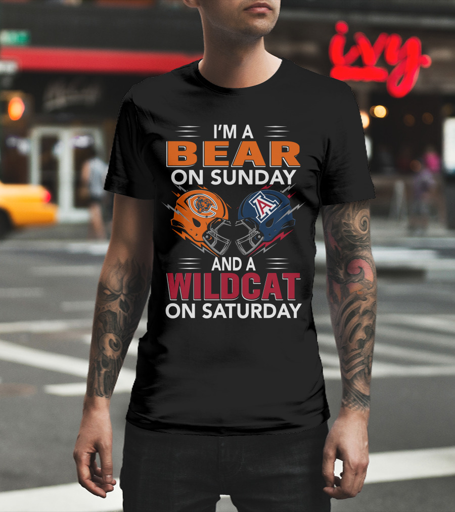 I'm A Bear On Sunday And A Wildcat On Saturday Football Helmet T-Shirt