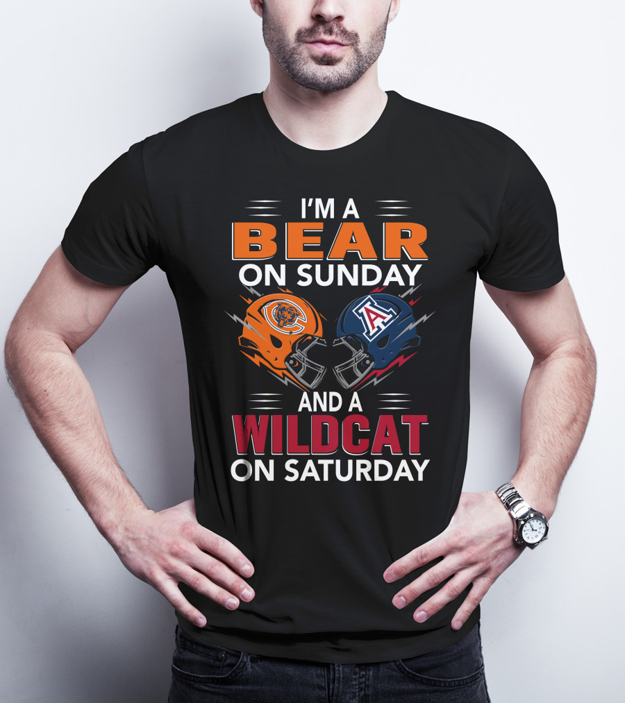 I'm A Bear On Sunday And A Wildcat On Saturday Football Helmet T-Shirt