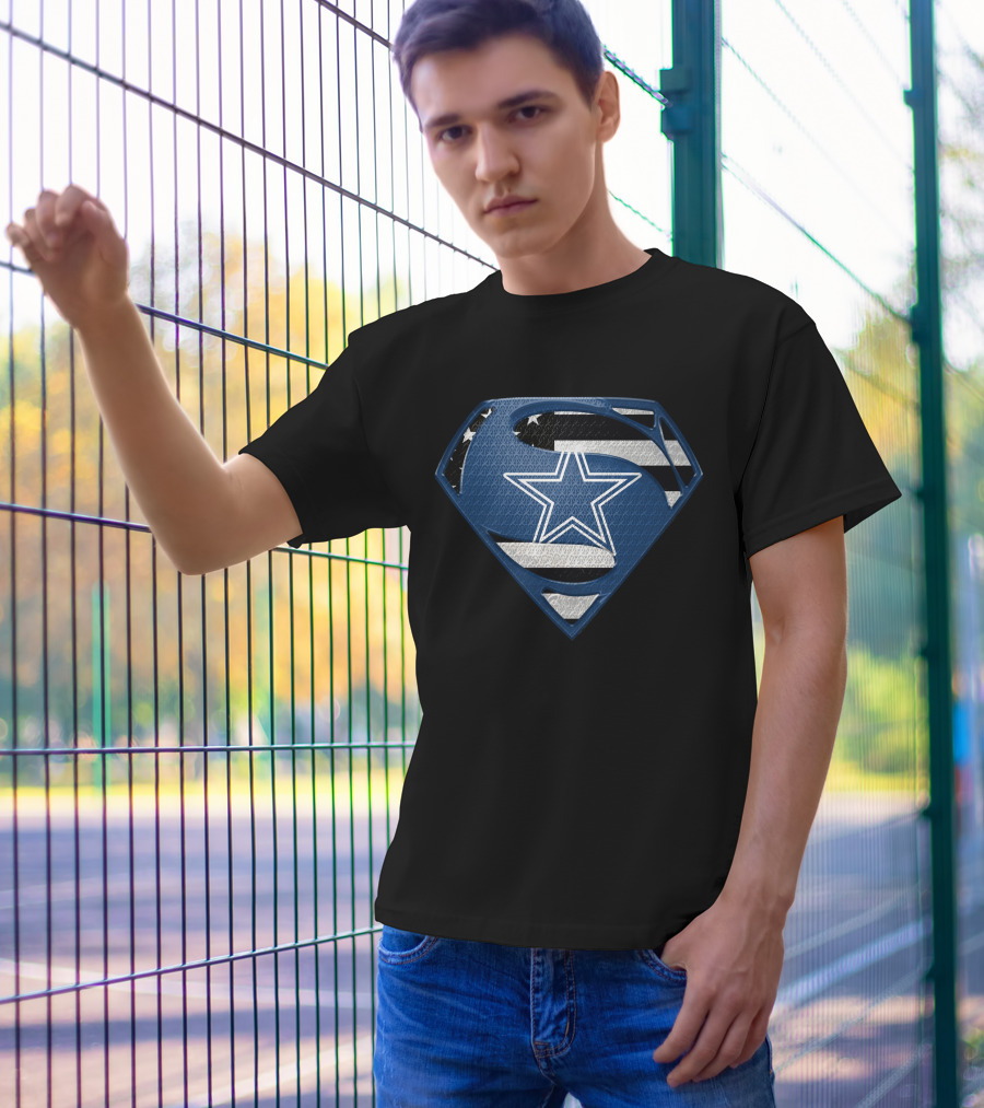 Dallas Cowboys Superman Star Emblem Flag T-Shirt